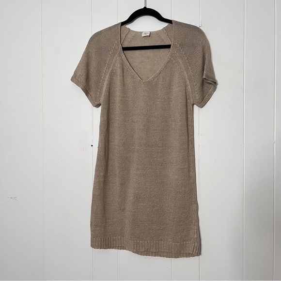 Poetry | Dresses | Poetry 0 Linen Open Knit Mini Dress Tan Vneck ...